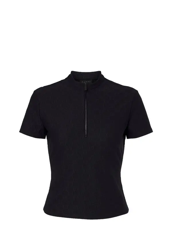 Gucci Gg Jacquard Jersey Top - Black