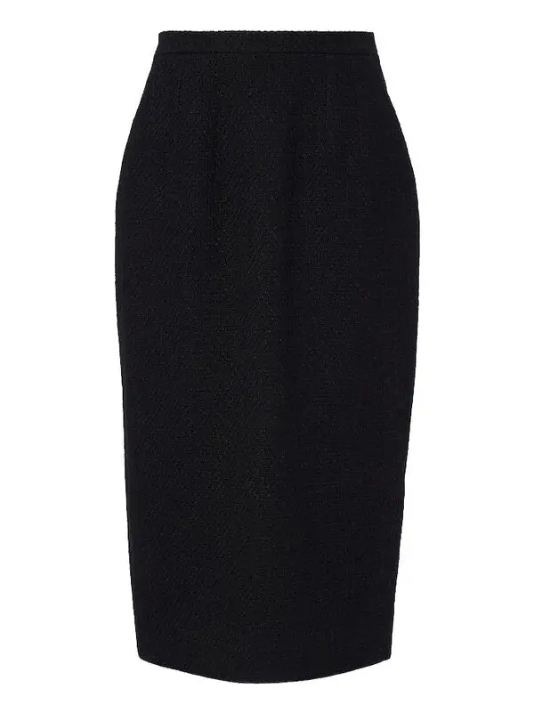 Dolce & Gabbana Cotton And Linen-blend Tweed Pencil Skirt - Black