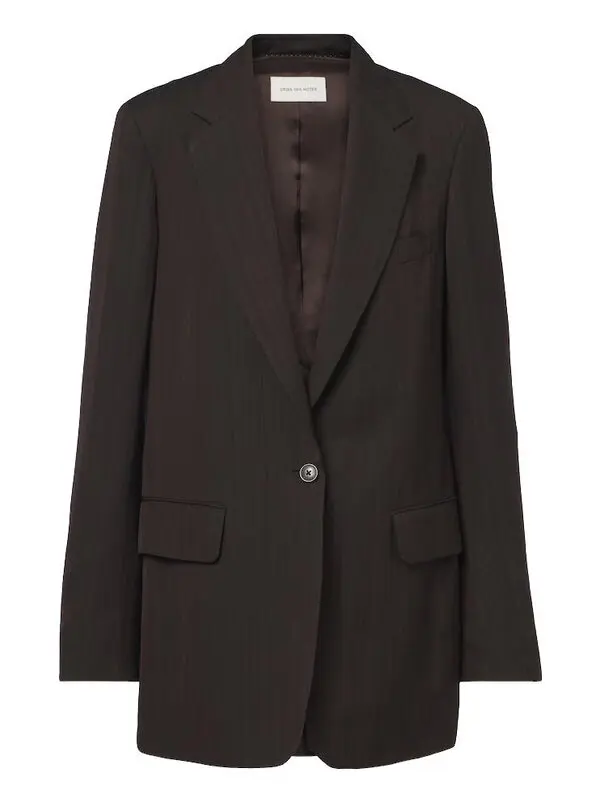 Dries Van Noten Chalk Stripe Single-breasted Blazer - Brown