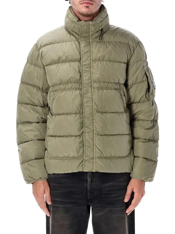 C.P. COMPANY Short Quilted Polyamide Puffer Jacket With High Neck - Mastic