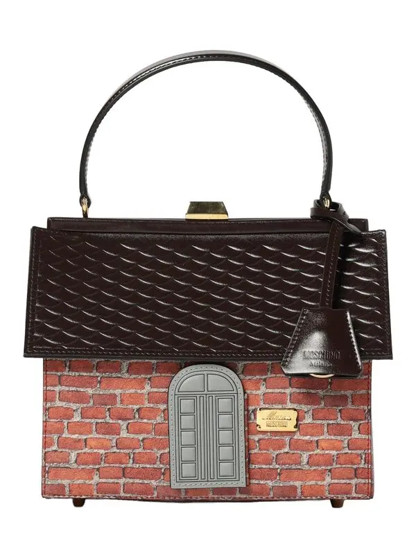 Moschino House Bag Mini Graphic Print Leather Handbag - Multicolor
