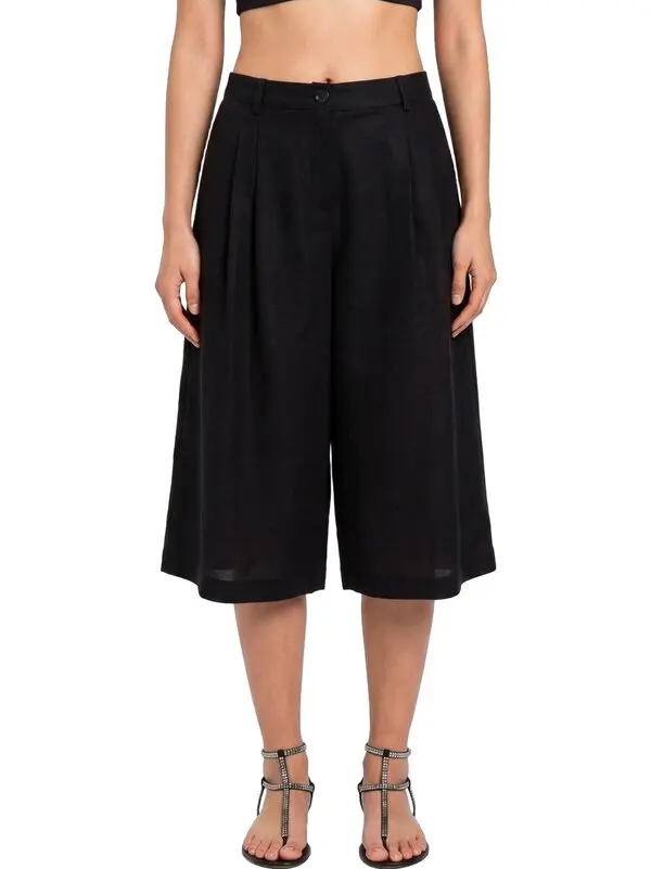 TWINSET Linen Blend Shorts - Black