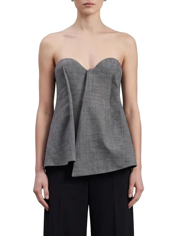 Magda Butrym Off-the-shoulder Merino Wool Top With A Sweetheart Neckline - Grey