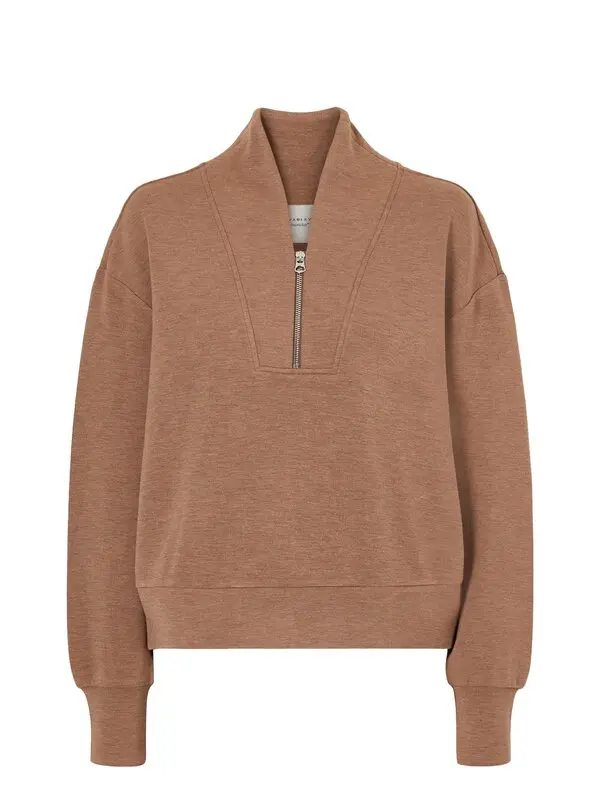 Varley Davidson Stretch-jersey Half-zip Sweatshirt - Brown
