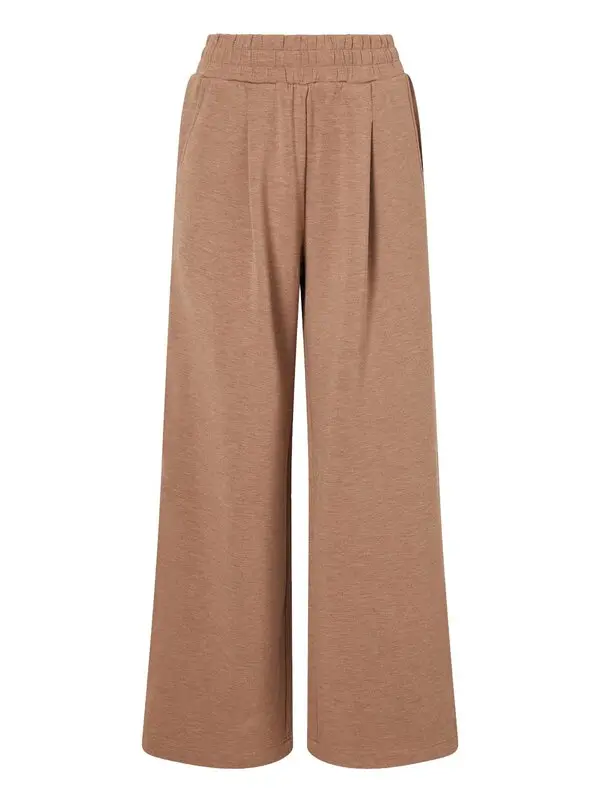 Varley The Extra Wide Leg Pleated Jersey Pants - Brown