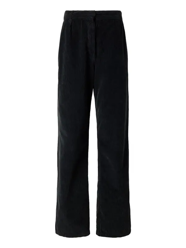 THE ROW Adler Cotton-corduroy Wide-leg Pants - Black
