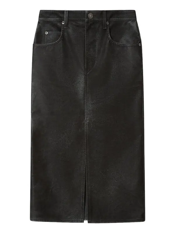 MARANT ETOILE Bisane Faux Leather Skirt - Brown