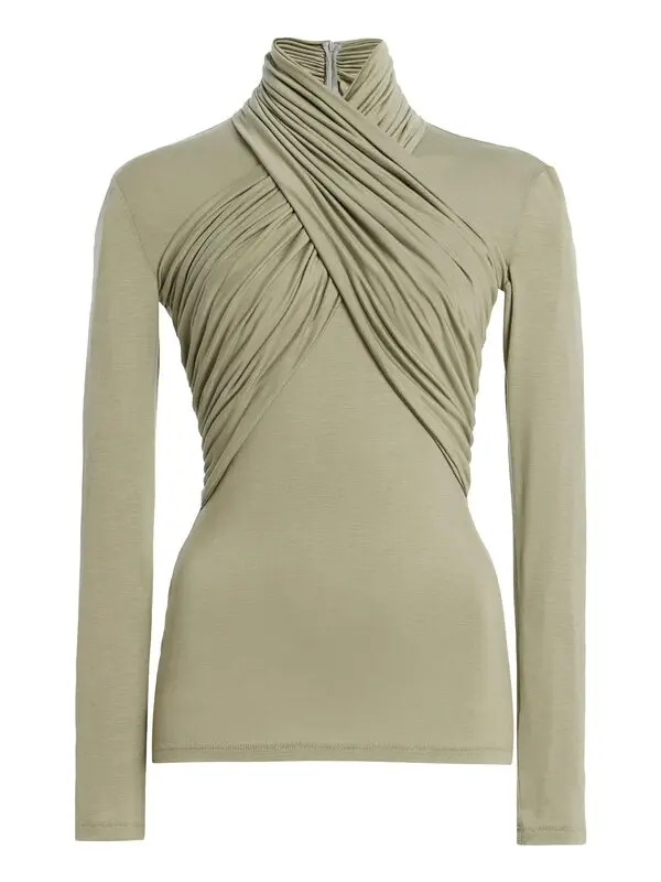 Françoise Odessa Draped Jersey Top - Olive