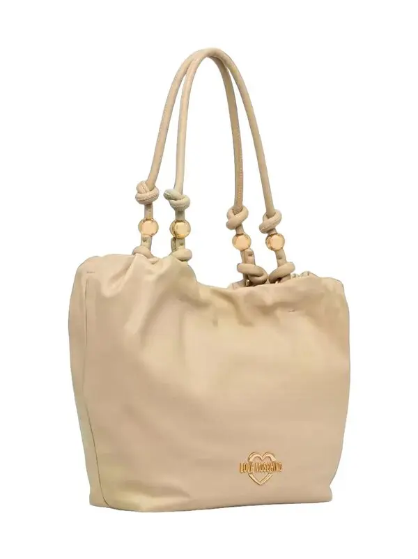 Moschino Logo-plaque Knotted Shoulder Bag - Neutrals
