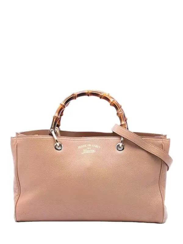 Gucci 2016-2026 Medium Calfskin Bamboo Shopper Satchel - Brown