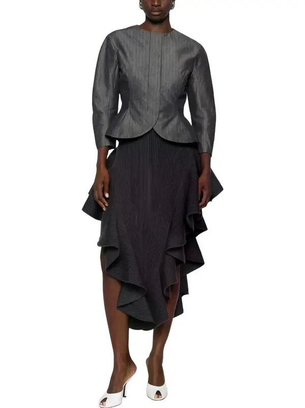 Jacquemus Pinstripe-pattern Peplum Jacket - Grey