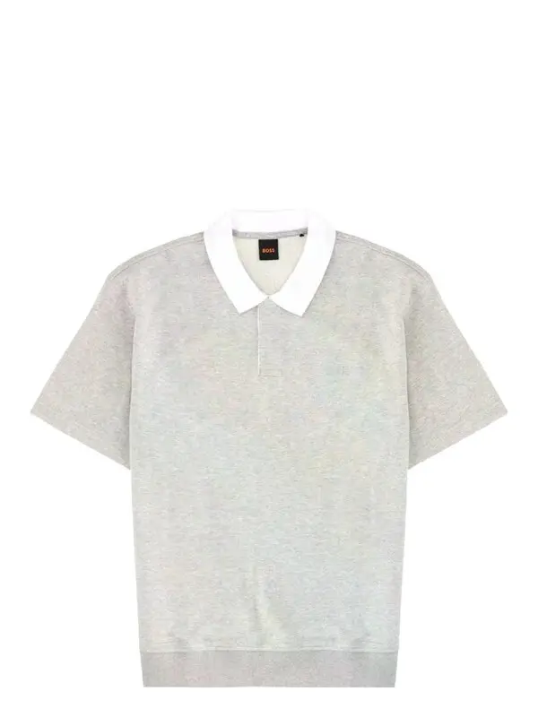 BOSS Logo-embroidered Contrast-collar Polo Shirt - Grey