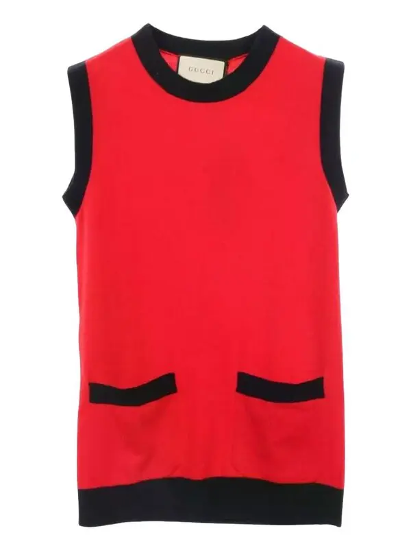 Gucci 2020s Contrast-trim Knitted Vest - Red