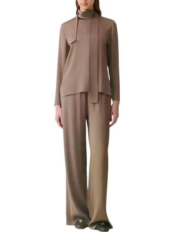 Fabiana Filippi Enver Scarf-detail Brooch-embellished Top - Brown