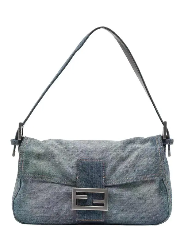 Fendi Baguette 26424 Denim Shoulder Bag - Blue