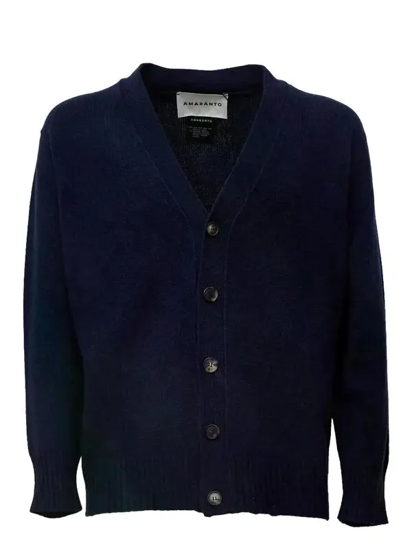 AMARANTO Distressed V-neck Cardigan - Blue