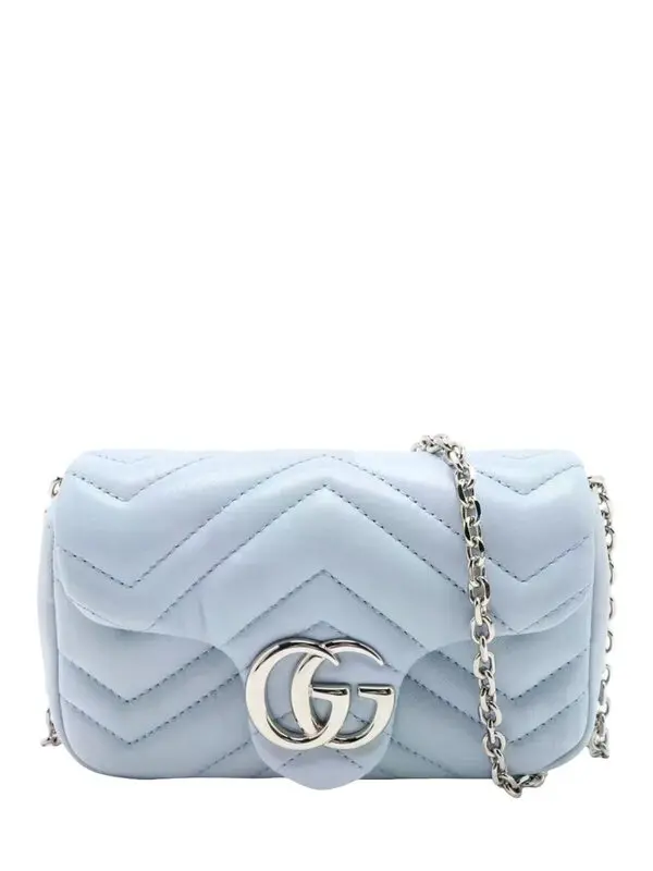 Gucci 2000-2015 Mini Gg Marmont Matelasse Calfskin Crossbody Bag - Blue