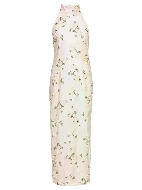 ROTATE BY BIRGER CHRISTENSEN Flower Beads Maxi Dress Light - Pink