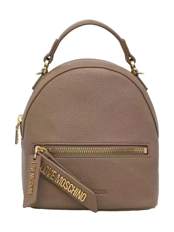 Moschino Logo-tag Pebbled Backpack - Neutrals