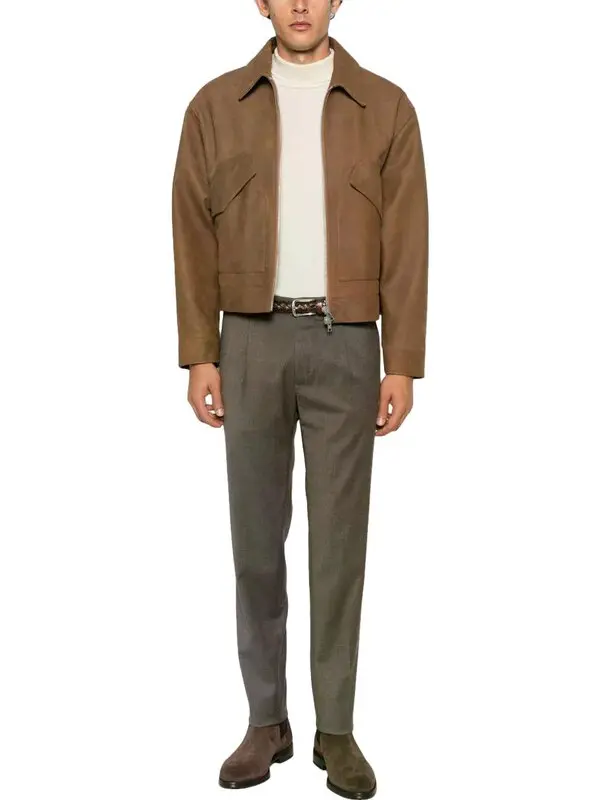 Incotex Pleated Tapered Trousers - Brown