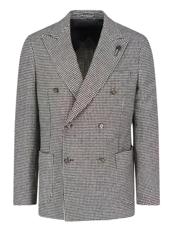 LARDINI X Sugar Houndstooth Double-breasted Jacket - Grey