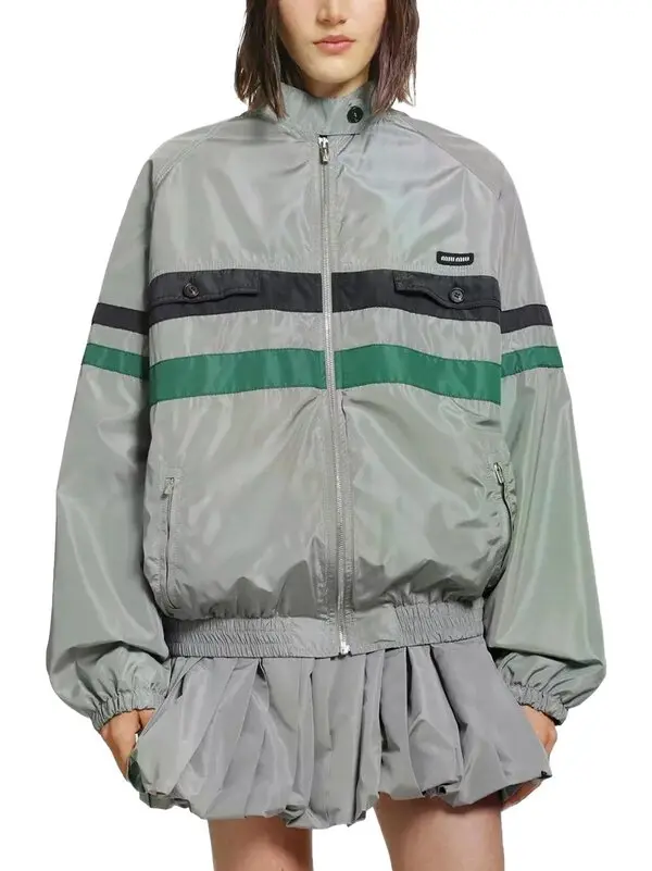 Miu Miu Technical Silk Blouson Jacket - Grey
