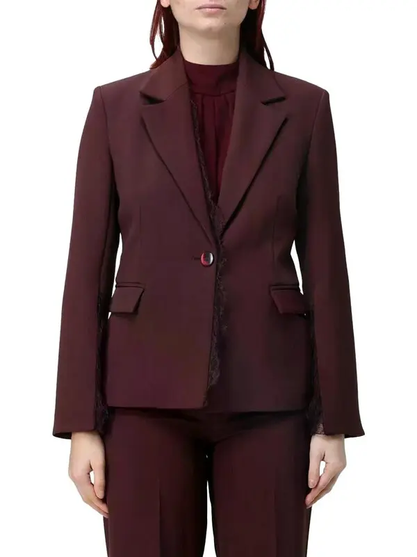HANITA Lace-trim Single-breasted Blazer - Red