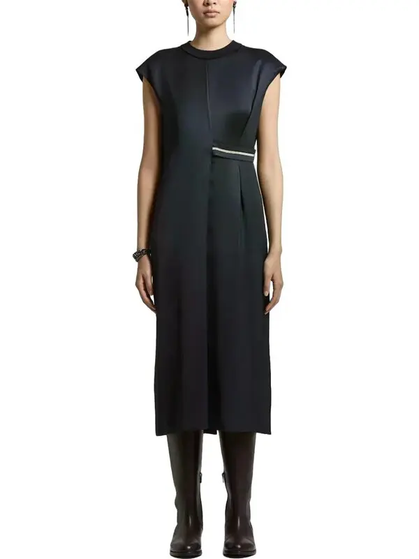 Peserico Chain-detail Pleated Midi Dress - Blue
