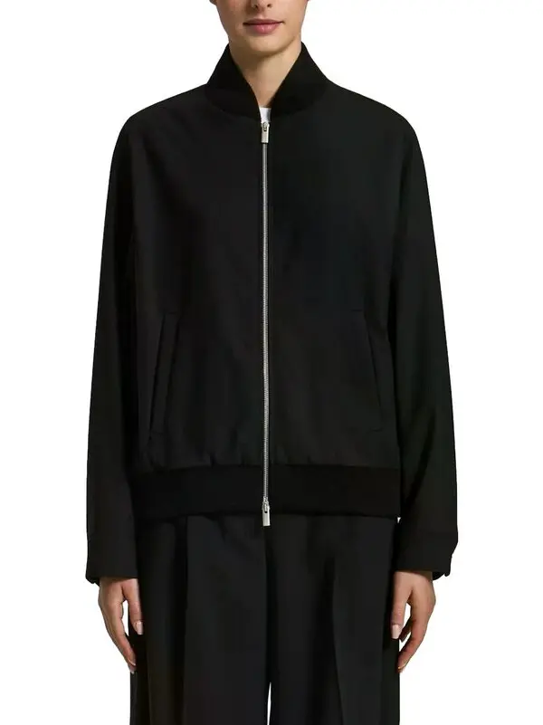 Peserico Ribbed-trim Zip-up Bomber Jacket - Black