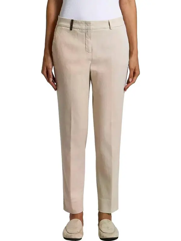 Peserico Beaded-tab Tailored Trousers - Neutrals