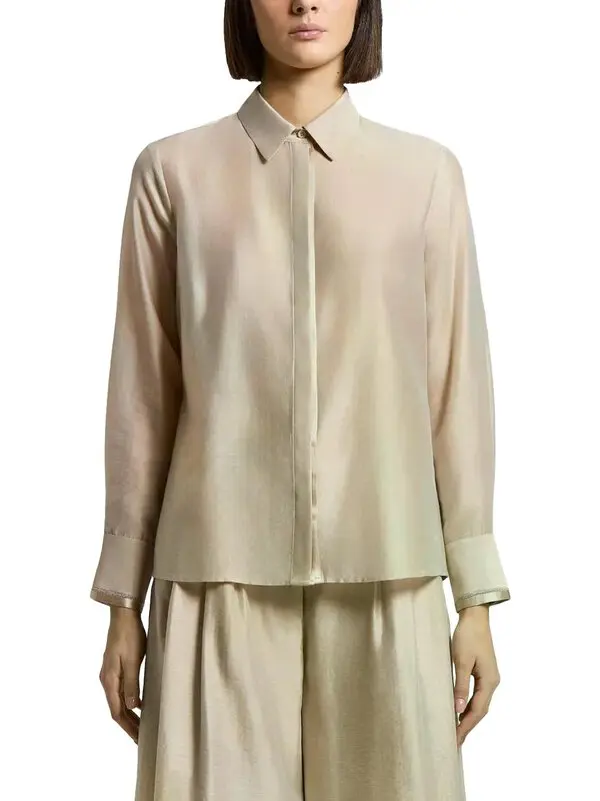 Peserico Beaded-trim Long-sleeved Shirt - Neutrals