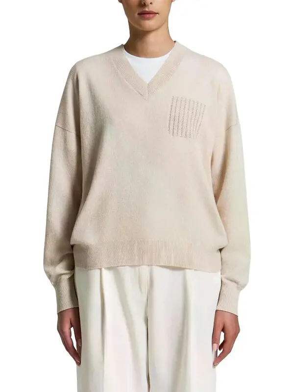 Peserico V-neck Drop-shoulder Sweater - Neutrals