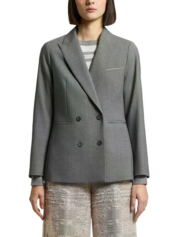 Peserico Double-breasted Peaked-lapel Jacket - Grey