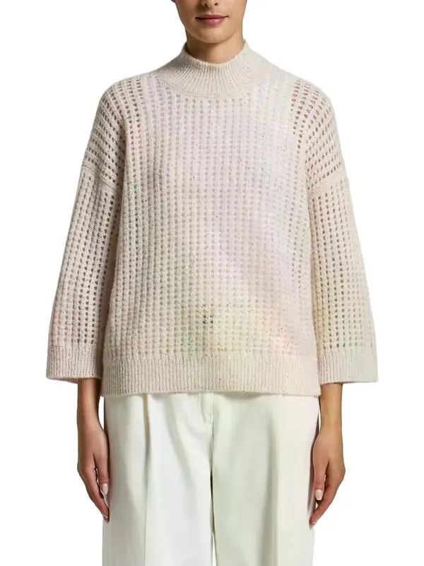 Peserico Sequin-embellished Open-knit Sweater - Pink