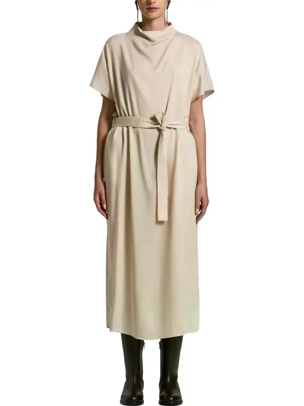 Peserico Belted High-neck Midi Dress - Neutrals
