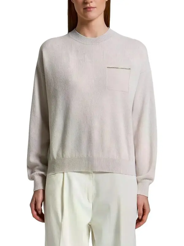 Peserico Embellished-pocket Sweater - Neutrals