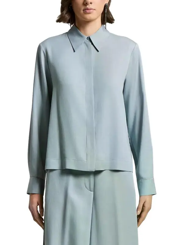 Peserico Point-collar Long-sleeved Shirt - Blue