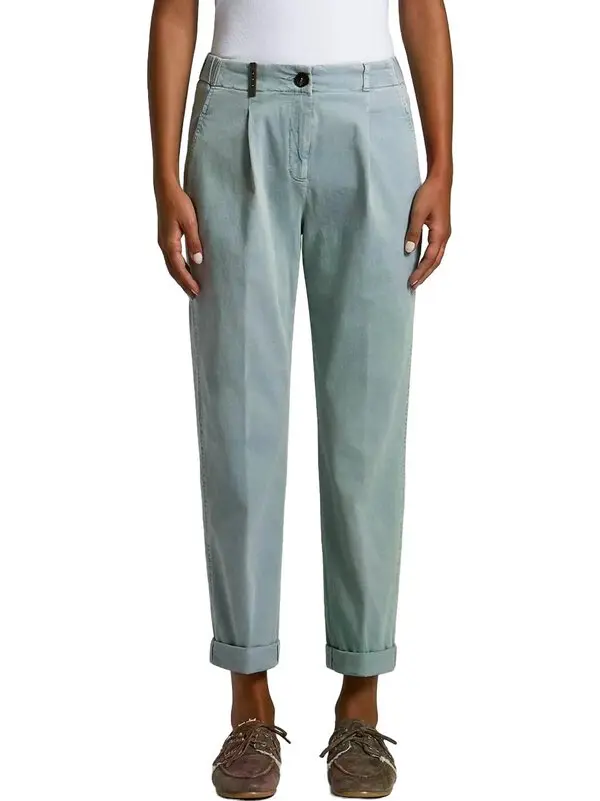 Peserico Pleated Turn-up Trousers - Blue