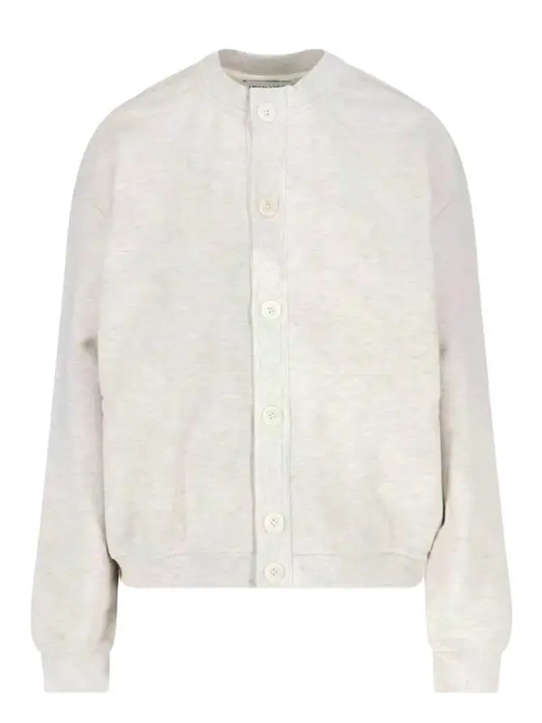 LOW CLASSIC Button-up Crew-neck Sweater - Grey