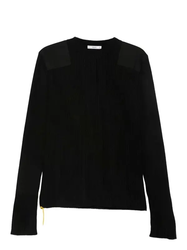 Fendi Ribbed-knit Shoulder-patch Sweater - Black
