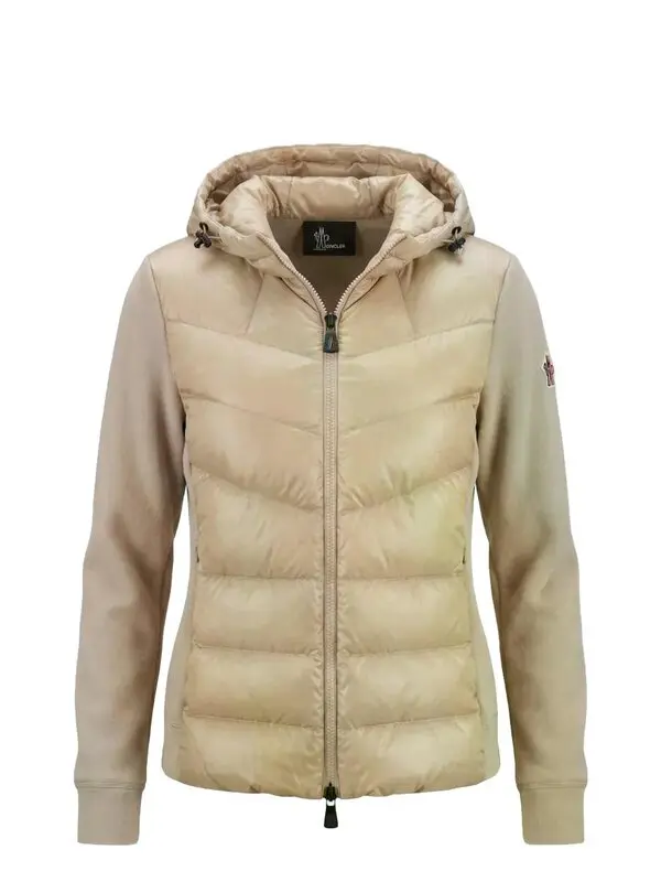 Moncler Quilted-front Zip-up Hoodie - Neutrals