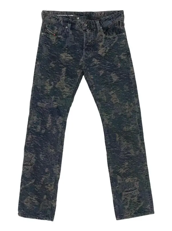 DIESEL® 1985 Laekee Distressed Jacquard-knit Jeans - Blue