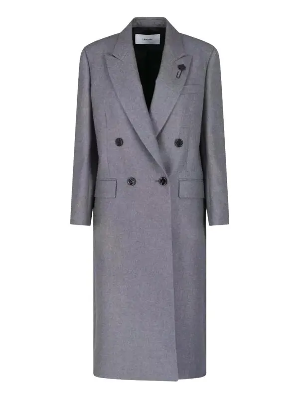 LARDINI Double-breasted Cashmere Coat - Grey