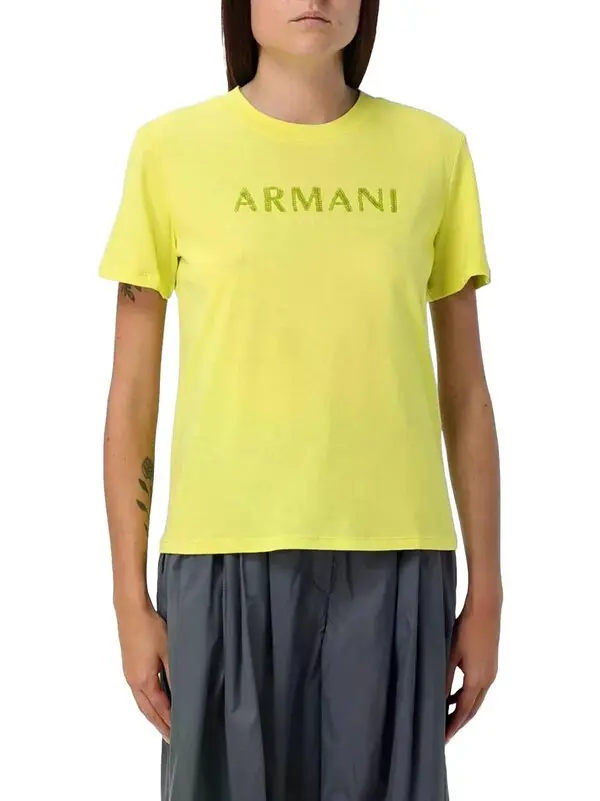 Emporio Armani Sequin-logo T-shirt - Yellow