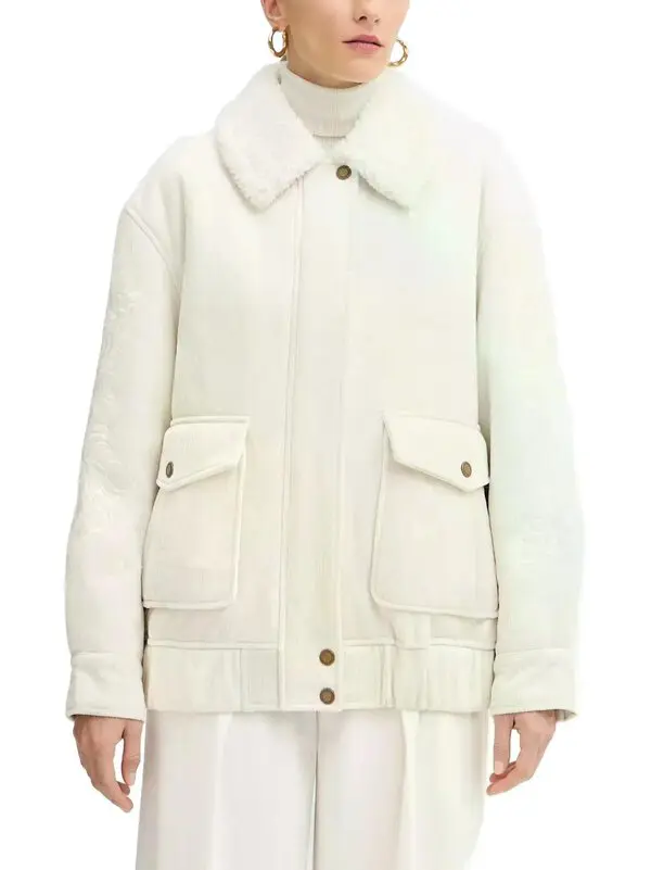 ERMANNO FIRENZE Embroidered Corduroy Jacket - Neutrals