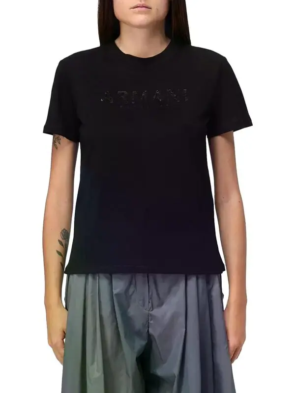 Emporio Armani Sequin-logo T-shirt - Black