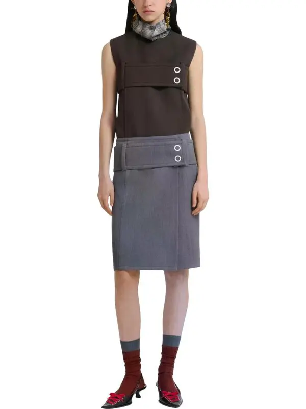 Marni Gray Wool Wrap Skirt With Wide Belt - Grey