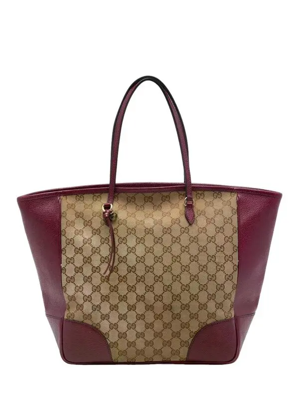 Gucci 2016-2026 Gg Canvas And Calfskin Bree Tote Bag - Neutrals