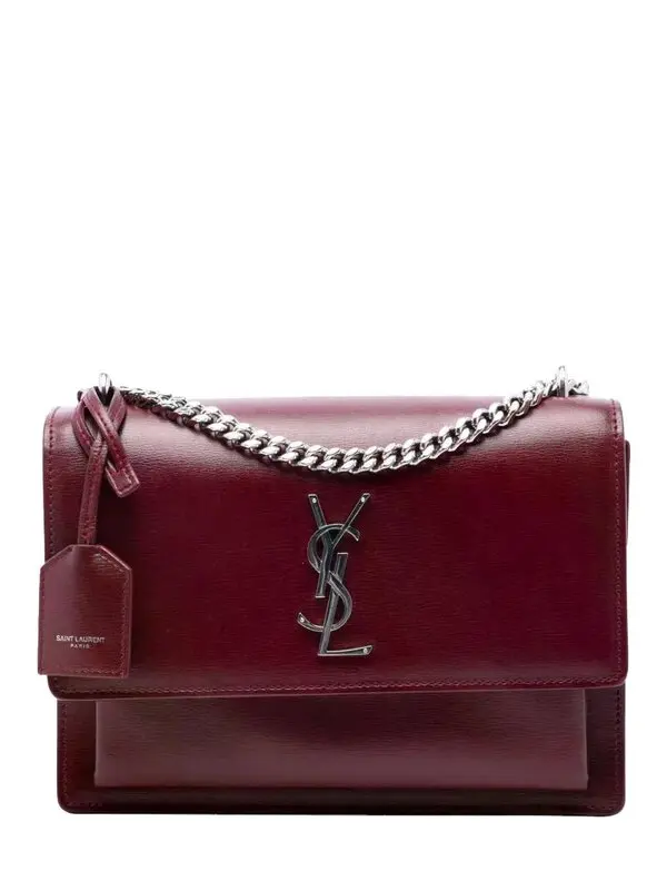 Saint Laurent 2017 Medium Calfskin Monogram Sunset Crossbody Bag - Red