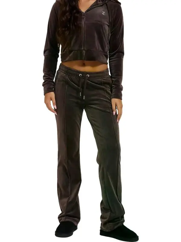 Juicy Couture Java Velour Diamanté Track Pants - Brown